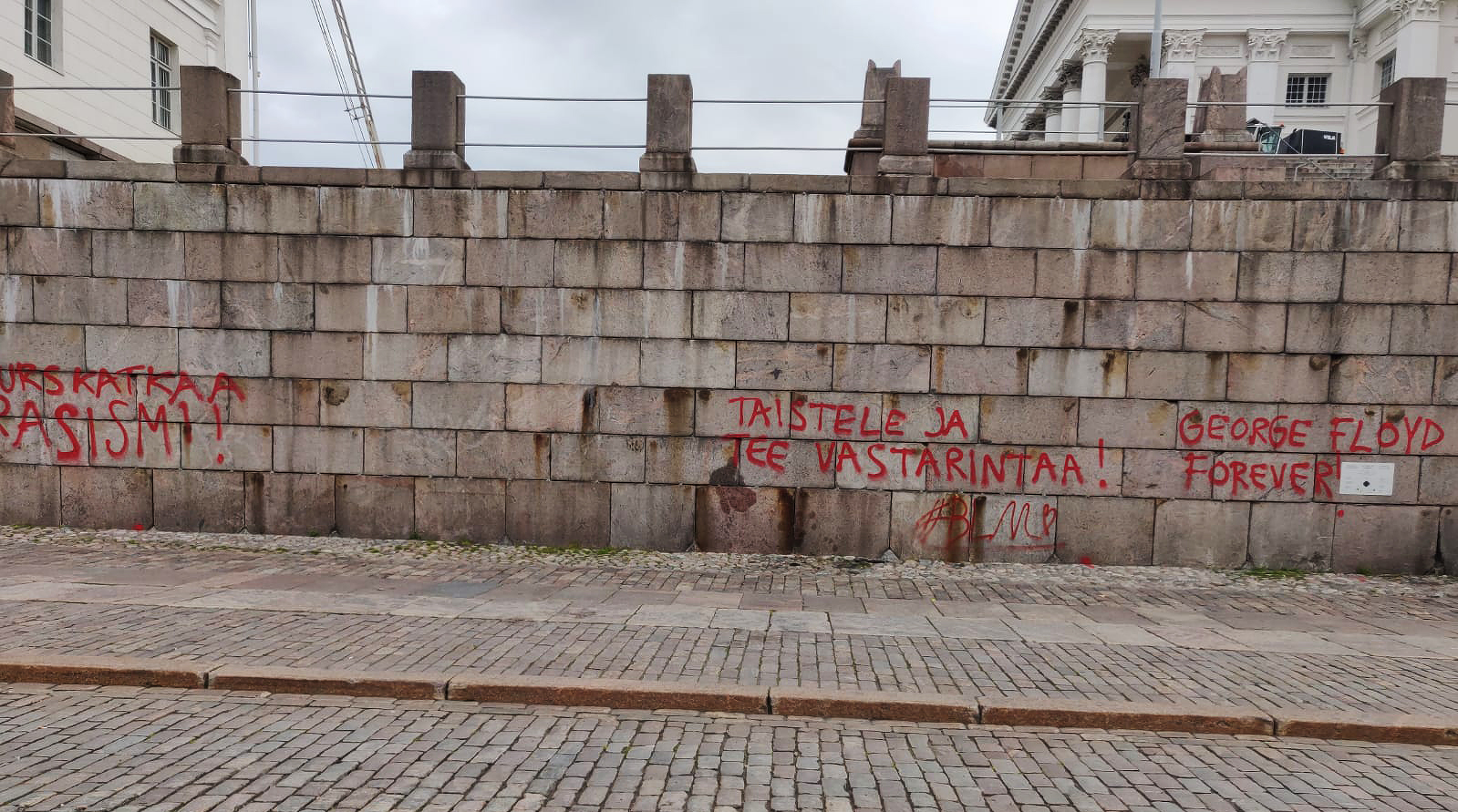 The Retaining Wall of the Helsinki Cathedral Covered With Spray-Painted ...